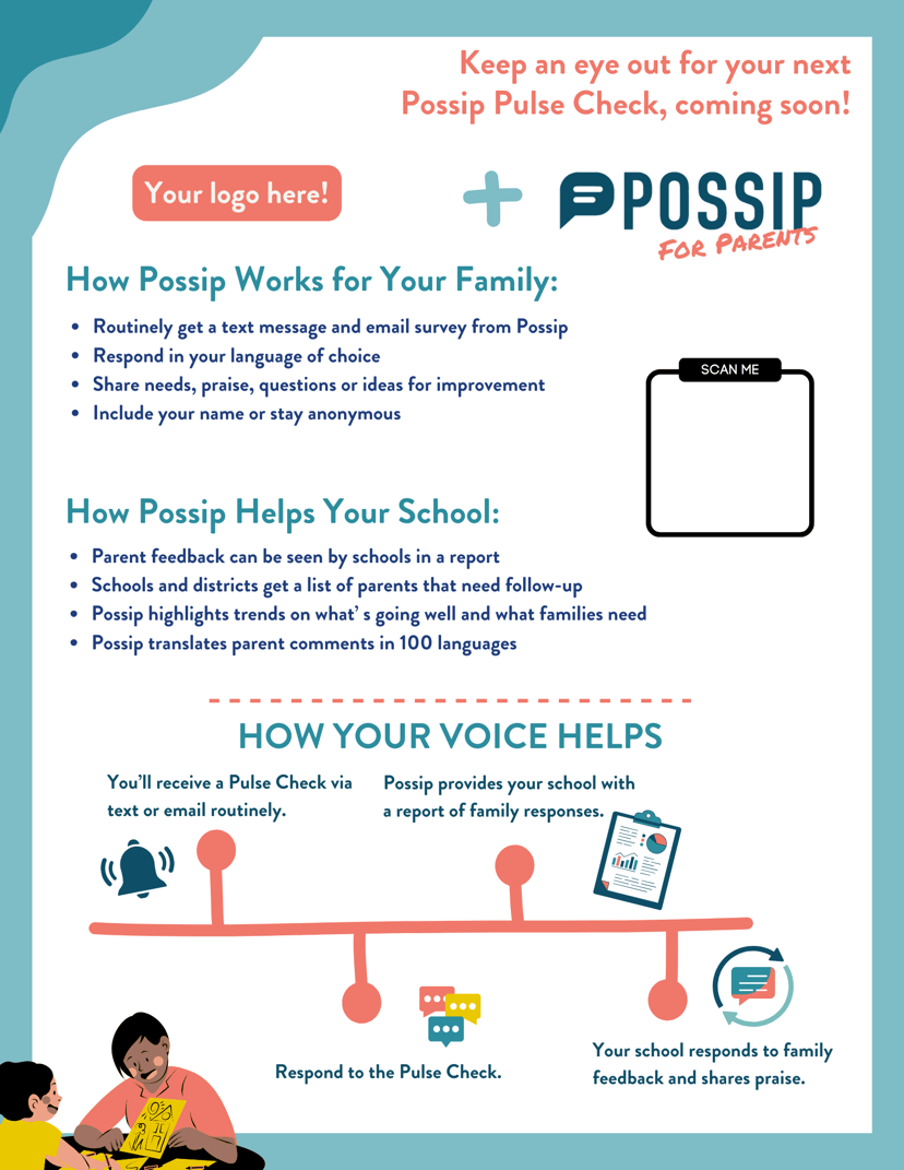 Possip Pulse Check Flyer and How to Generate and Add Your Own QR Code - For Families